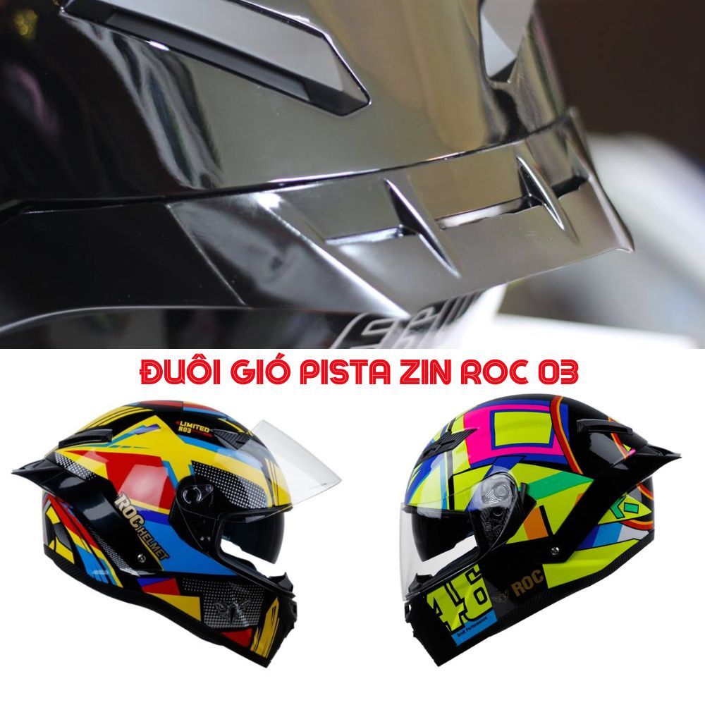 Pista spoiler mounted on full face helmet, spoiler for ROC 03, ROC 08 ...