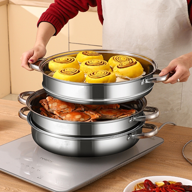 Homelove Stainless Steel Steamer Set 2-Storey Steaming Pan Multi ...