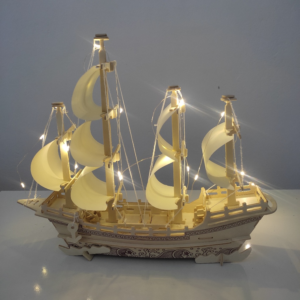 [Assembled] Merchant Ship Trade Boat Model - Free LED Light | Shopee ...