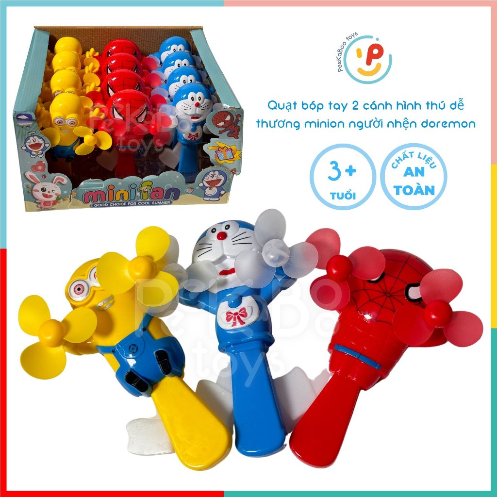 Cute animal-shaped 2-bladed hand fan minion spiderman doraemon Peekaboo ...