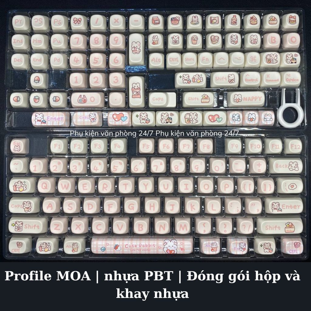 Cute rabbit Keycap, PBT plastic, MOA profile, mechanical keyboard ...