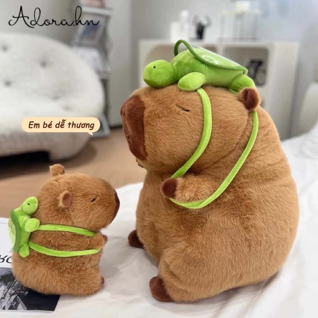 Capybara Teddy Bear Wearing Soft Turtle Backpack, Stuffed Mouse ...