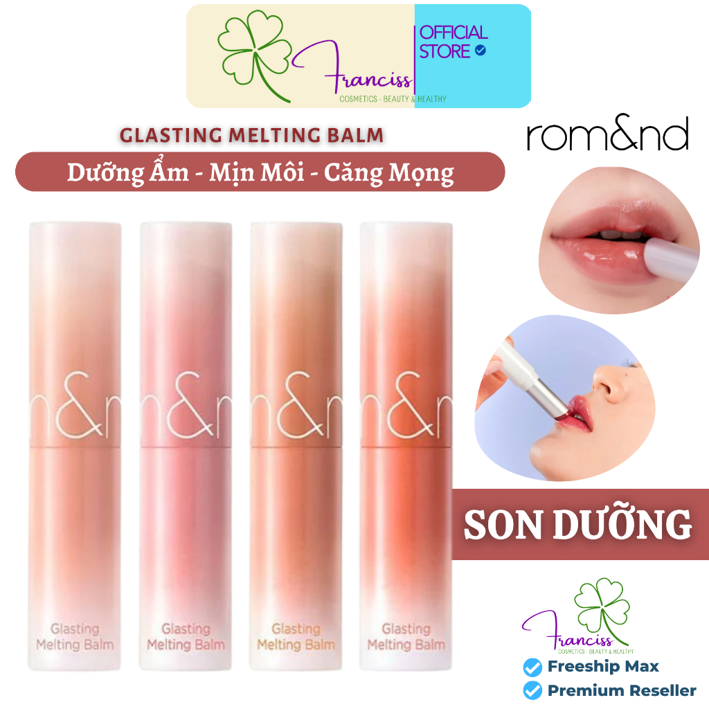 Romand Glasting Melting Balm [3.5g] Vegan Colored Bar Lip Balm | Shopee ...