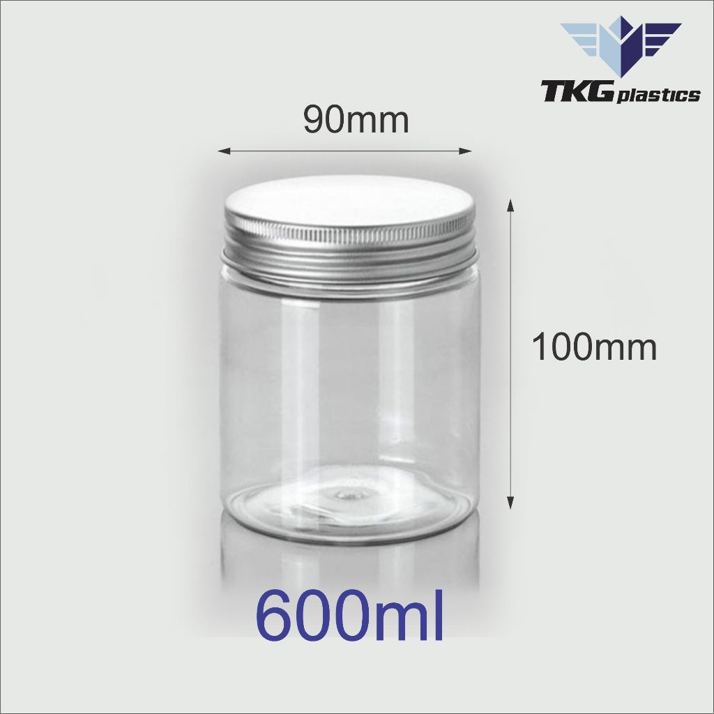 100 Plastic Boxes, Pet Plastic Jars 600ml Aluminum Lids For Food, Dry ...