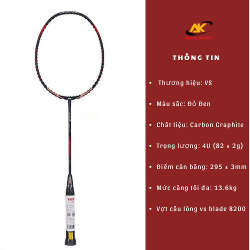 Genuine cheap VS Blade 8200 badminton racket, pre-strung 11kg, comes ...