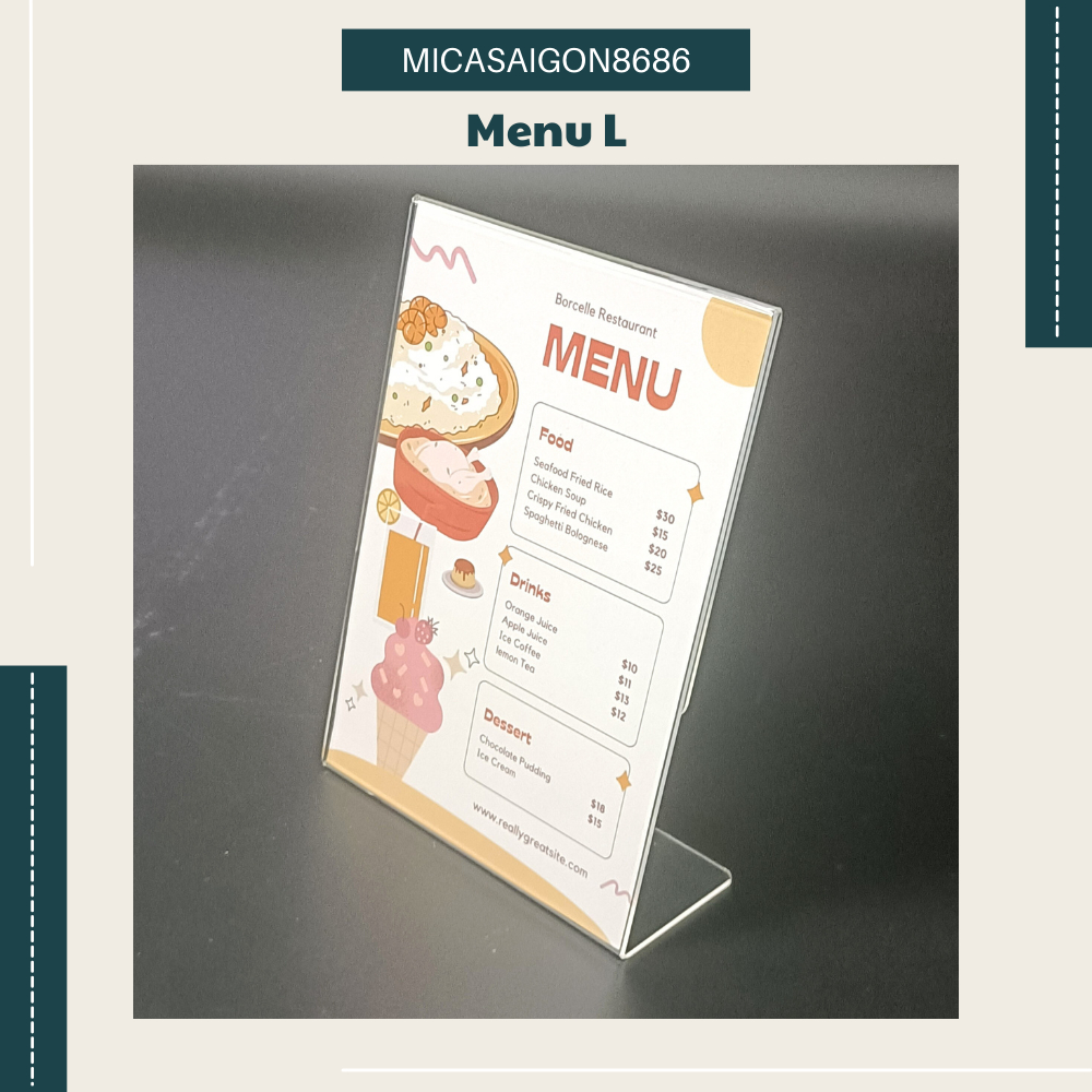 Qr Scanning Board - Mica Menu - Tabletop Menu Board - L-shaped Menu ...