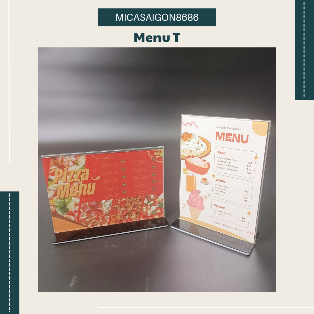 Desktop Menu - T-shaped Menu Board - Mica Menu - Desktop QR Board ...