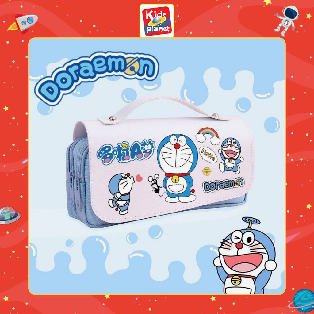 Leather pen bag & supplies for students Doraemon pattern for boys ...