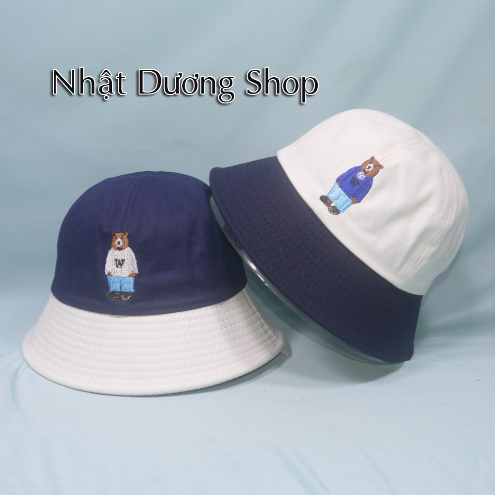 Bucket Bear Embroidered W-Shaped bucket Hat, 7cm bucket Rim bucket Hat ...