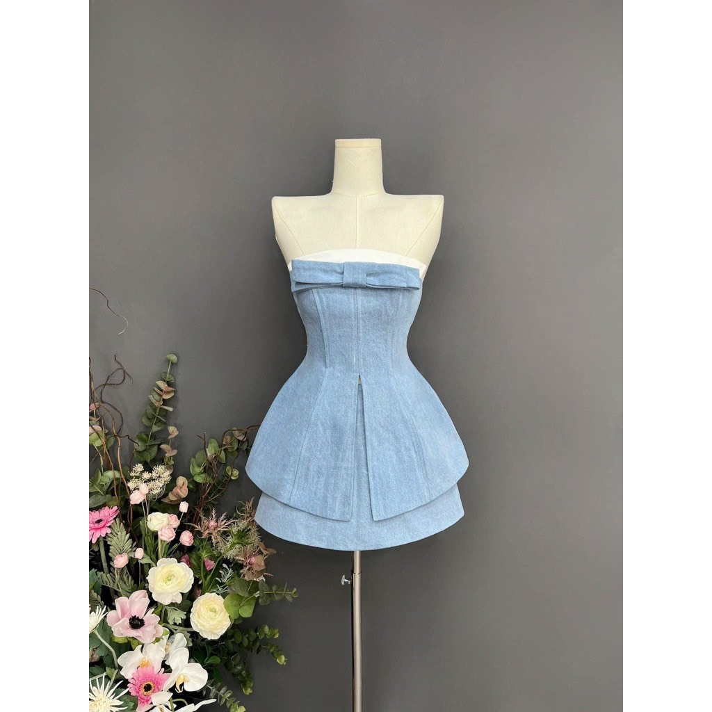Chest Cup Jeans set (With Pants In Skirt) | Shopee Malaysia