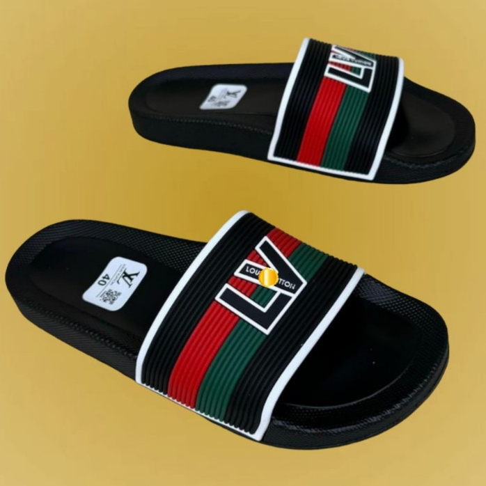 Slippers With Horizontal Bands In Stripes Pattern And Color Scheme ...