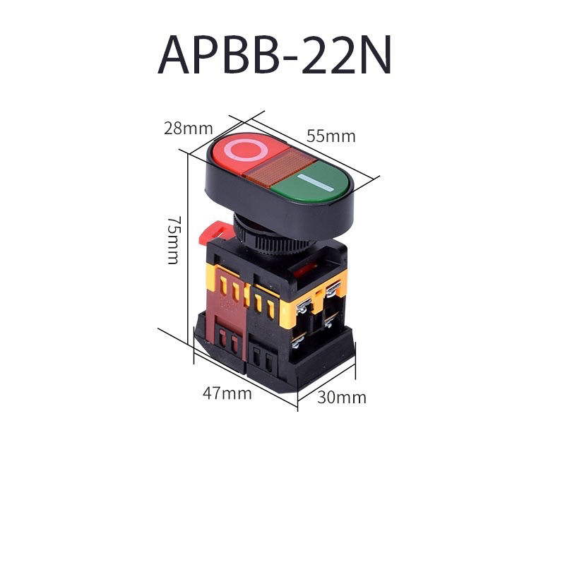 Apbb-as-22n On-Off Double Push Switch with Light 220VAC | Shopee Malaysia