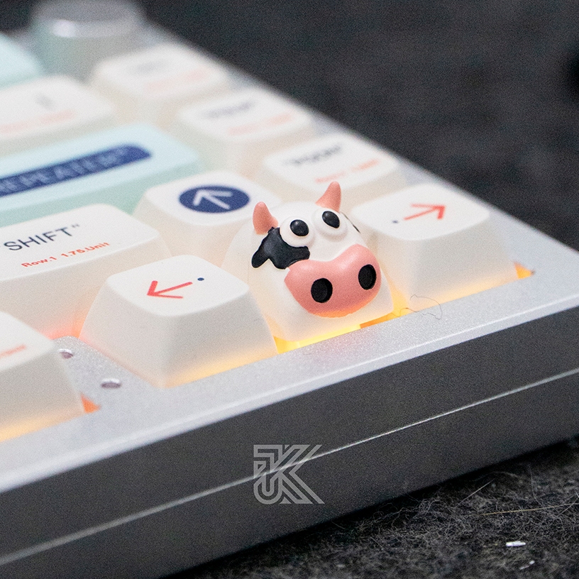 Cool Cow Keycap - Soft Milk Button - Cute Milk Cow Keyboard Button For ...