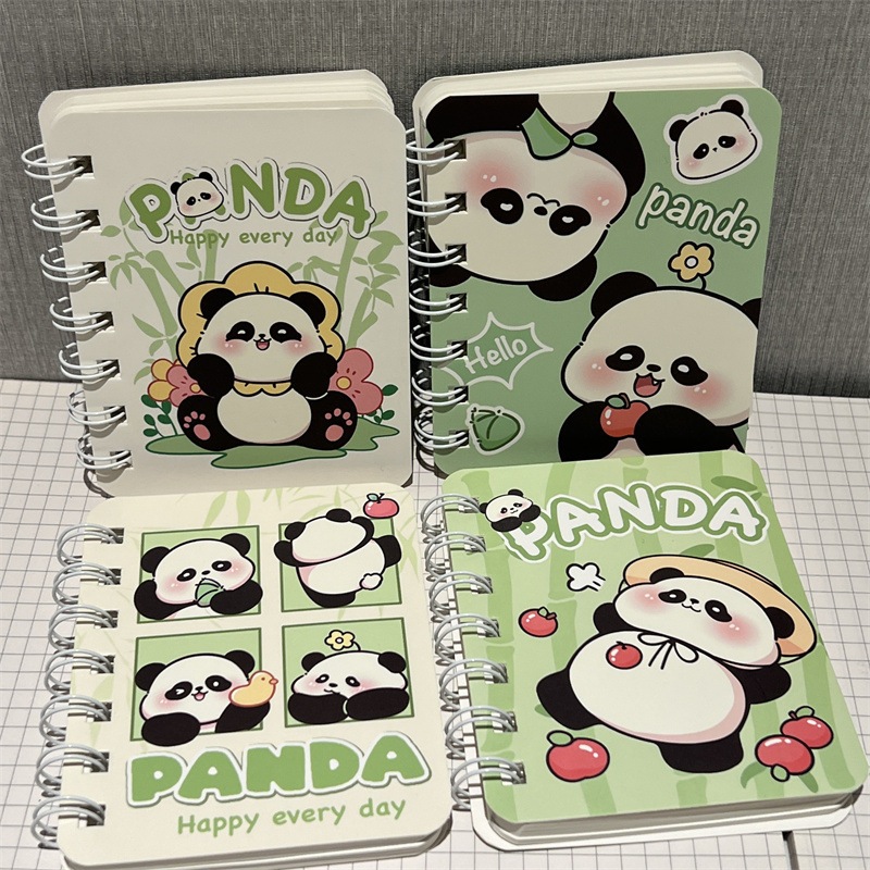 XO Set Of 4 Panda Spring Notebooks, Panda Spring Notebooks, Compact ...