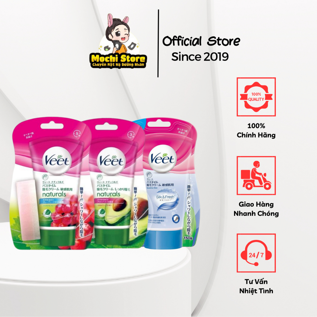 Japanese Domestic Veet Hair Removal Cream, 150g Tube (Free Cotton Pad ...