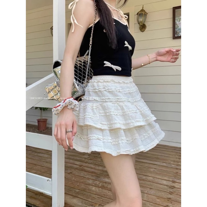 Wrinkled foam short skirt with inner lining CV26, Korean ULLZANG short ...