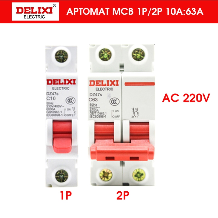 Aptomat set 1P 2P 220V DELIXI 32A 40A 63A short circuit overload protection GENUINE PRODUCTS MCB ...