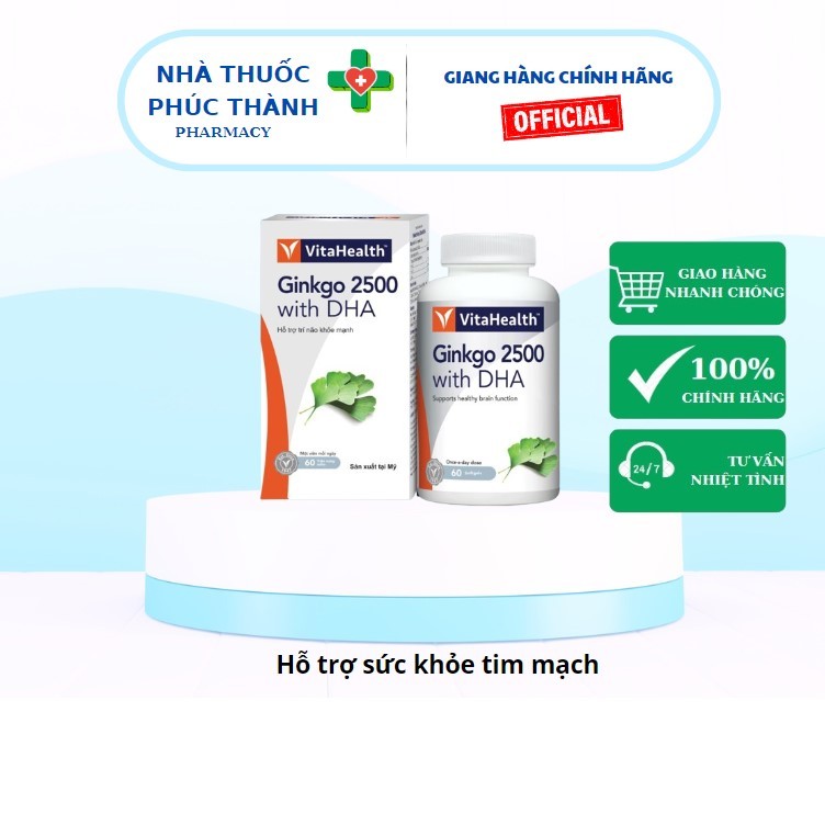 Vitaheealth Ginkgo 2500 with DHA (Box Of 30 Tablets), Support Blood ...