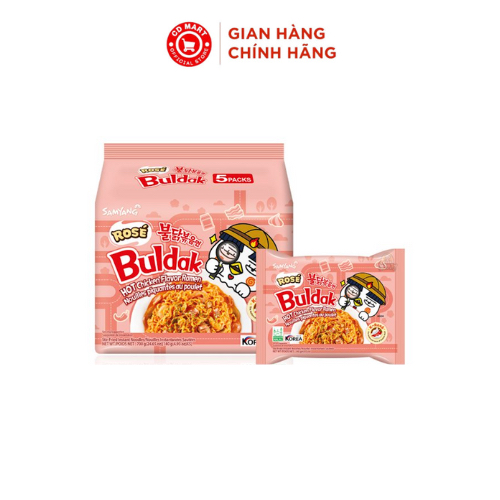 Bag of 5 packs of Samyang Rose Buldak spicy chicken dry noodles 140g ...