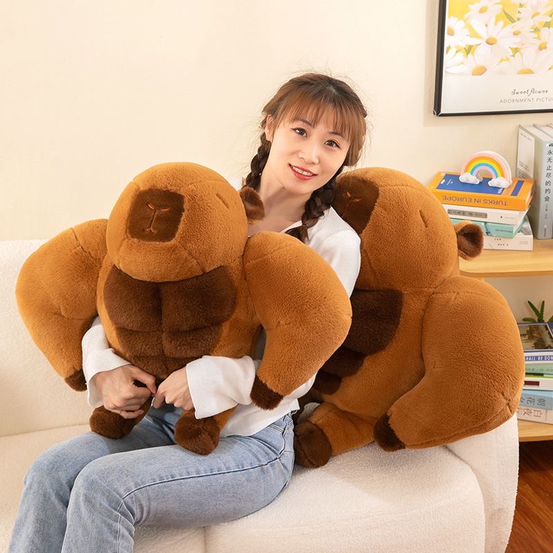 Muscular Athlete Capybara Teddy Bear, Gym 6-Pack Capybara Stuffed ...