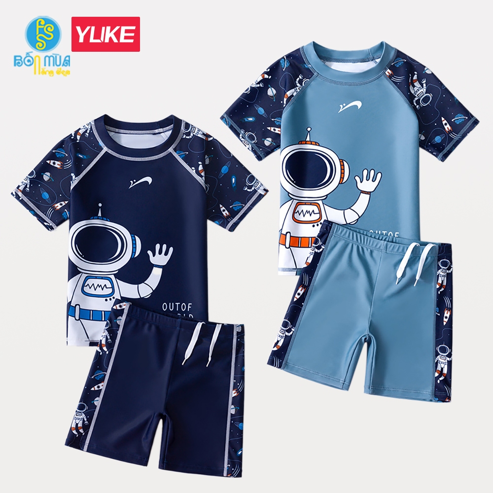 Yuke brand boys' swimsuits with short sleeves, soft and stretchy fabric ...