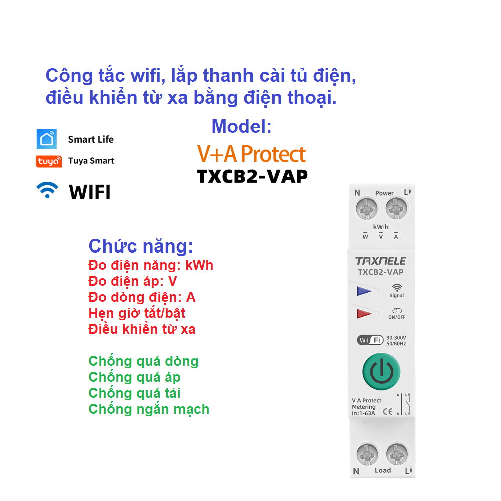 Wifi Switch Energy Meter Circuit Breaker Kwh Power Monitoring Overvoltage Protection