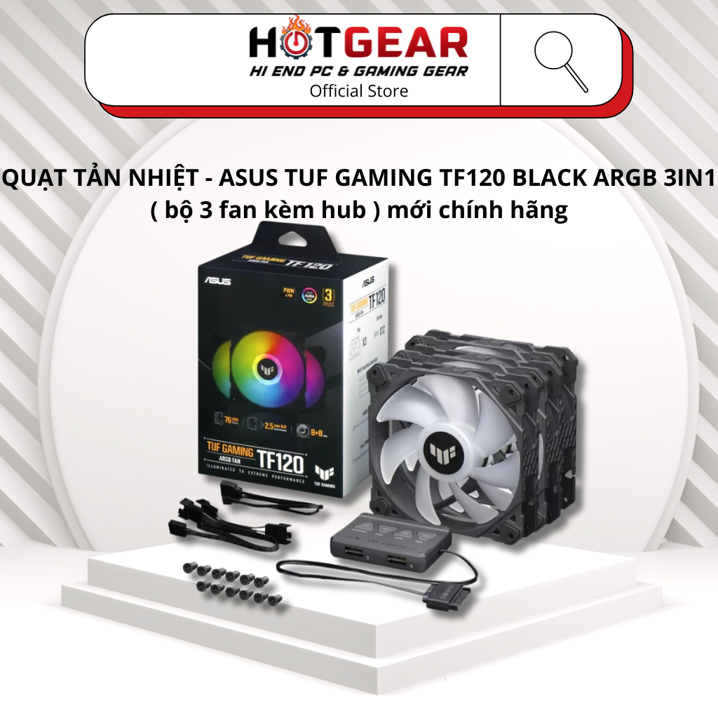 Heatsink fan - ASUS TUF GAMING TF120 BLACK ARGB 3IN1 (set of 3 fans ...
