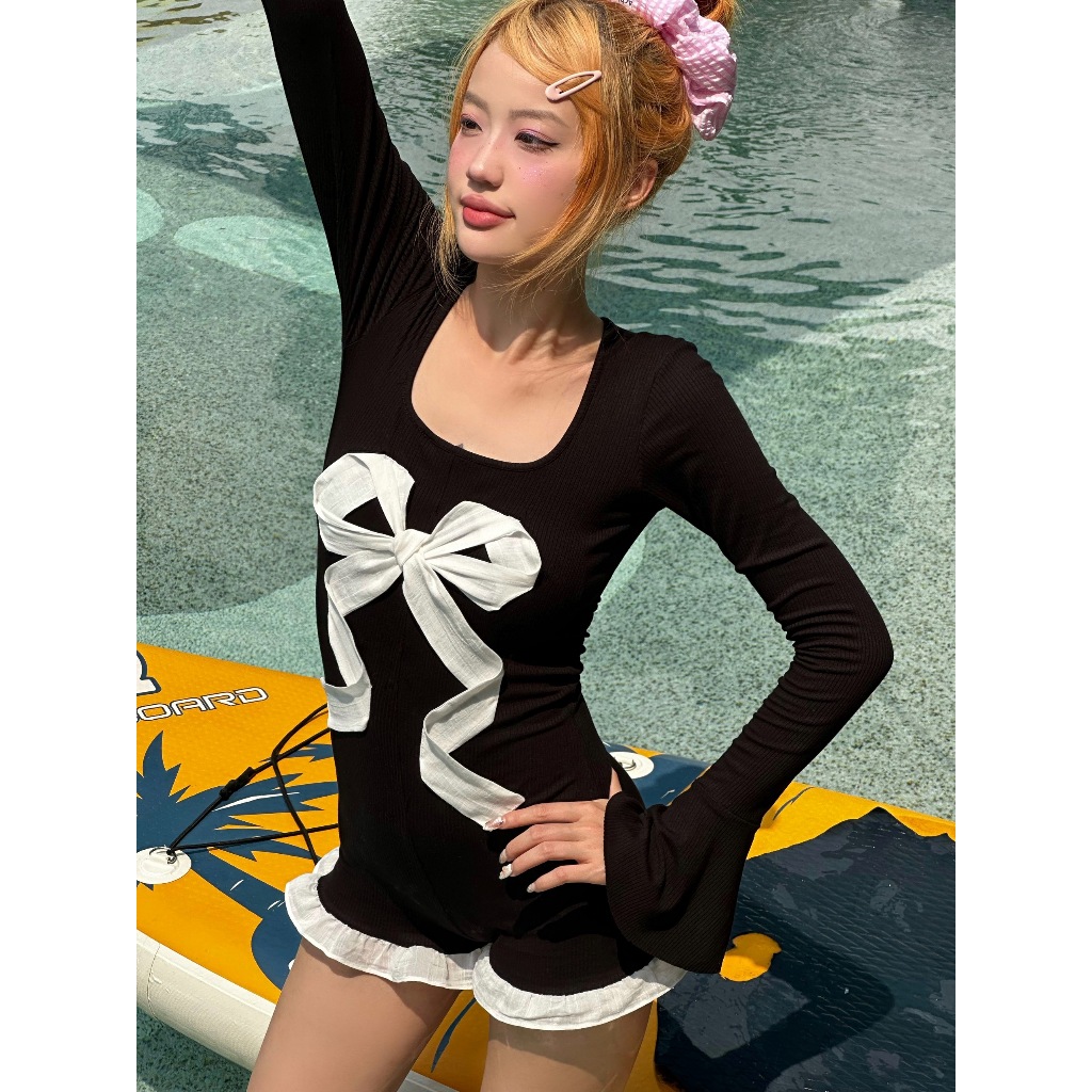 Bodysuit Hands Flared Thai Ribbed Quality hack body With Regods Bow ...