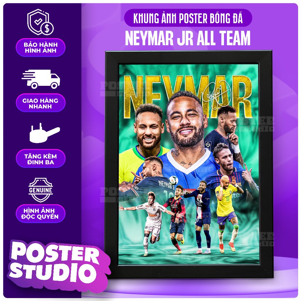 Neymar All Team poster photo frame includes 2 sizes for A5 tabletop ...