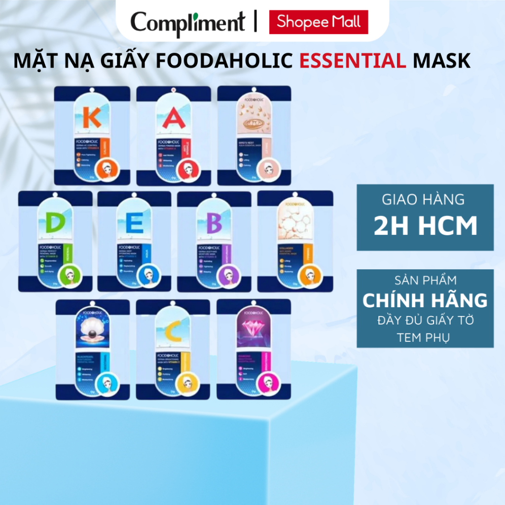 Foodaholic Essential Paper Mask / Natural Skin Mask Comprehensive Skin ...