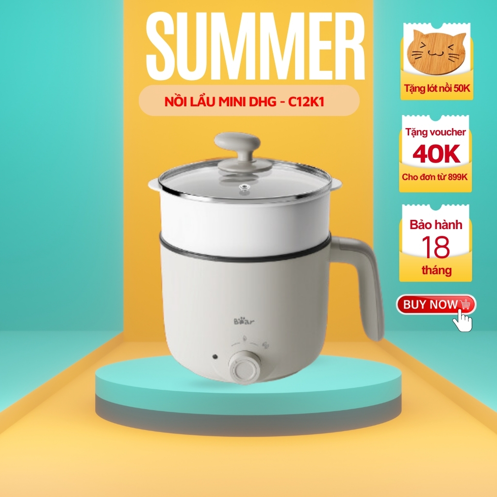 Bear DHG -C12K1 mini Electric Cooker, 1.2L Multifunction Electric ...