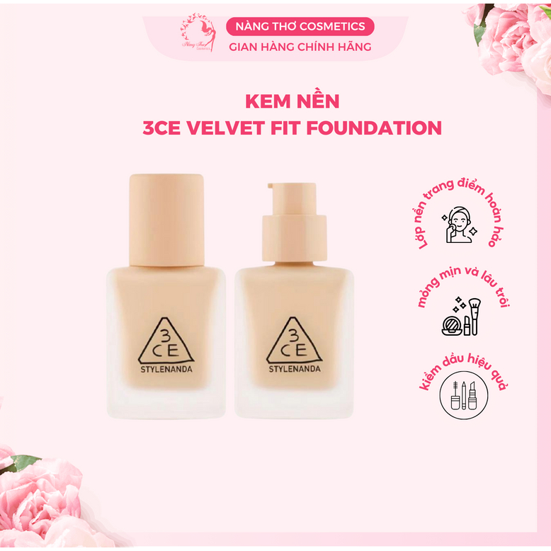 3ce STYLENANDA VELVET FIT FOUNDATION 30g | Shopee Malaysia