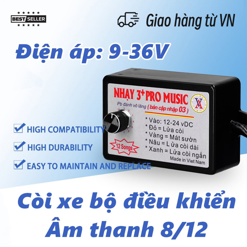 Horn 3 pro 12 Songs, Polyphonic Speaker Control Box, auto Power 12v ...