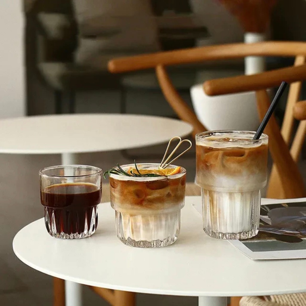 Double-layer fluted bottom glass cup [HOT] (3 sizes to choose from) for ...