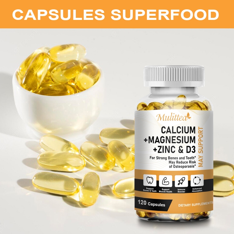 Mulittea Calcium Magnesium Zinc Capsule with Vitamin 3 Healthy Bones ...