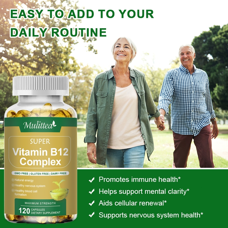 Mulittea Vitamin B12 Complex 1000 mcg/B12 diet supplement for adults to ...