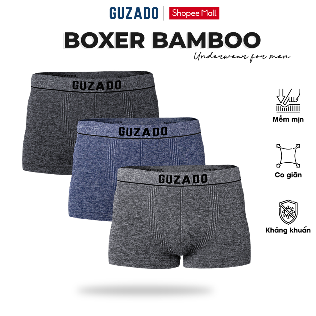 Combo 3 Men's Thighs GUZADO Boxer Sample Unlined Textile Boxer Anti ...