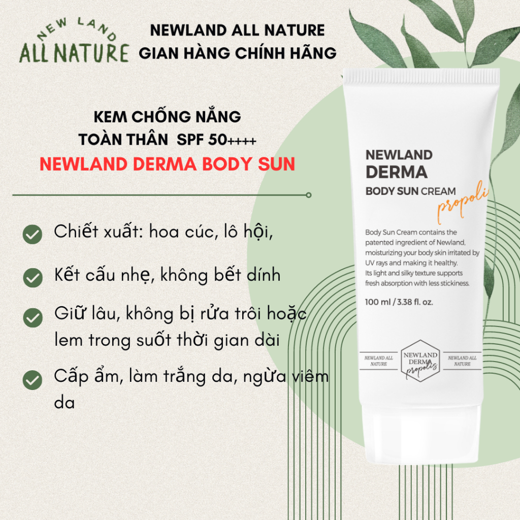 Newland Derma Body Sun Cream SPF 50+ and PA++++ 100ml | Shopee Malaysia