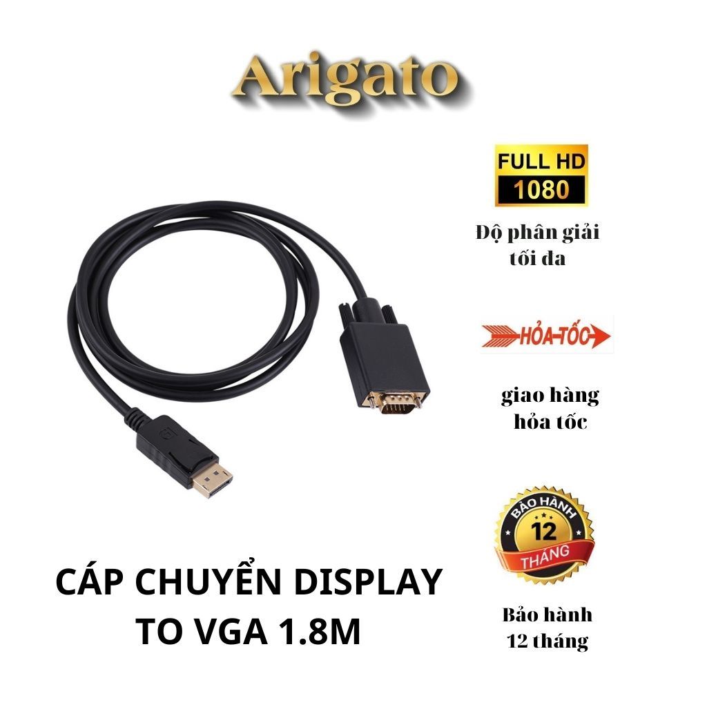 Displayport to VGA cable 1.8M long, DisplayPort to VGA signal ...