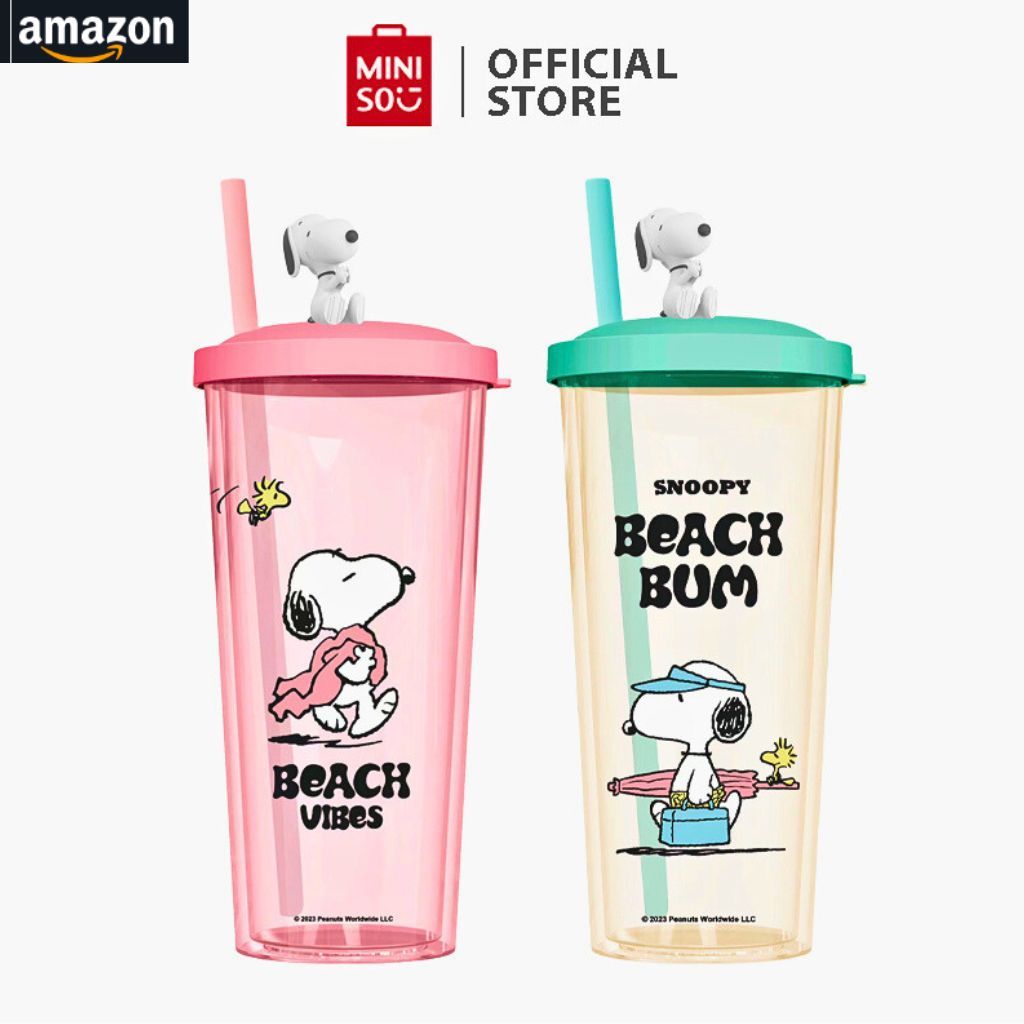 Miniso Snoopy Plastic Cup (Pink / Blue) Genuine MINISO BEACH BUM ...