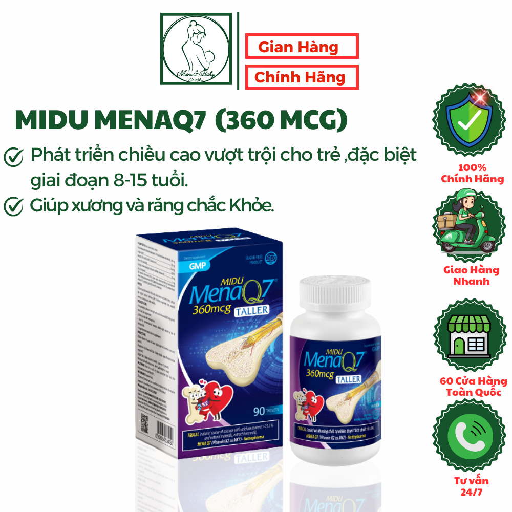 Midu MenaQ7 360mcg increases height and supplements calcium, vitamins ...