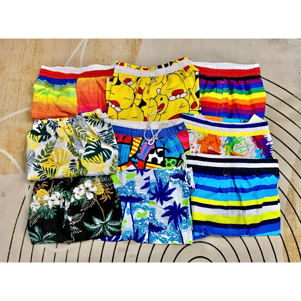 Beach swimming trunks in many random colors, all family sizes, 10-100kg ...
