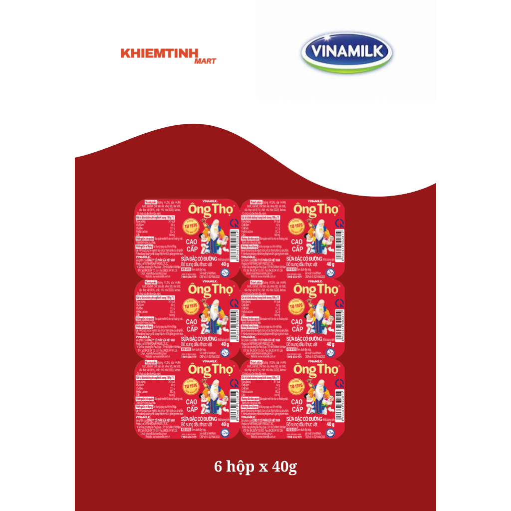 Ong Tho Red Condensed Milk Blister Vinamilk 6 Box x 40g | Shopee Malaysia