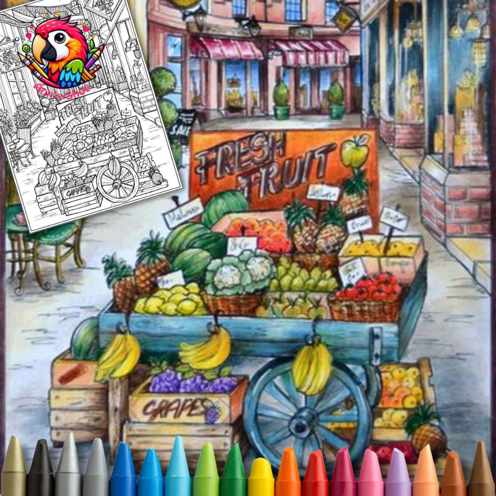 Complete set of 30 coloring pages "Street Scenery" a4 size - Ann paper ...