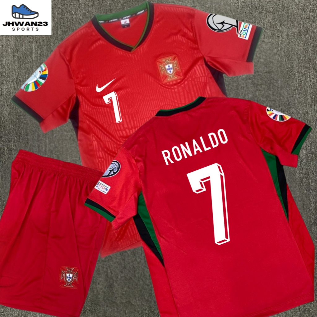 Euro 2024 Red Portugal Home Kit - Printed with RONALDO's name number 7 ...