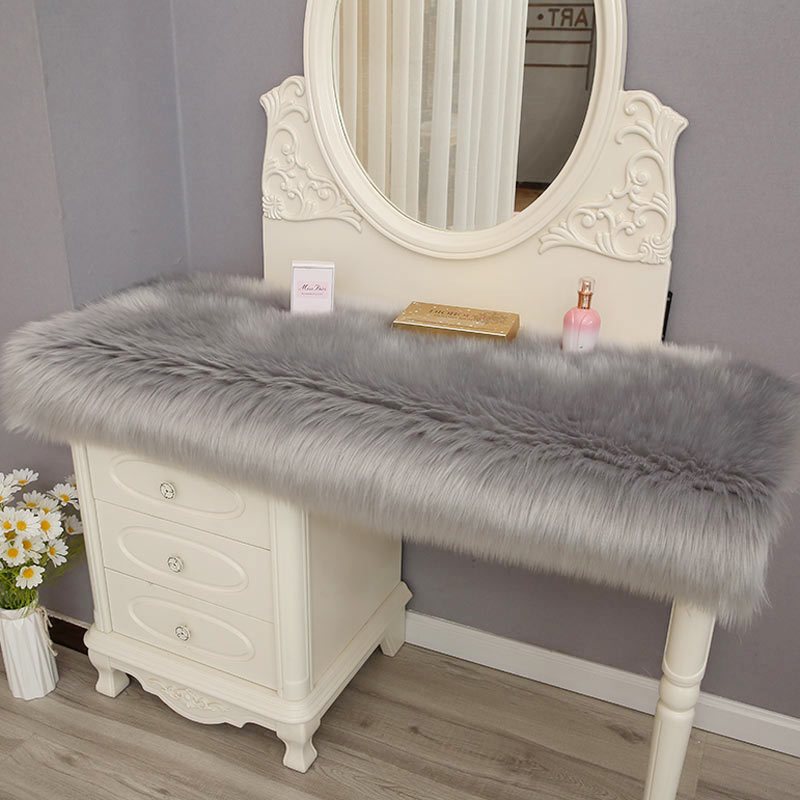 Gray fur rug covers the dressing table | Shopee Malaysia