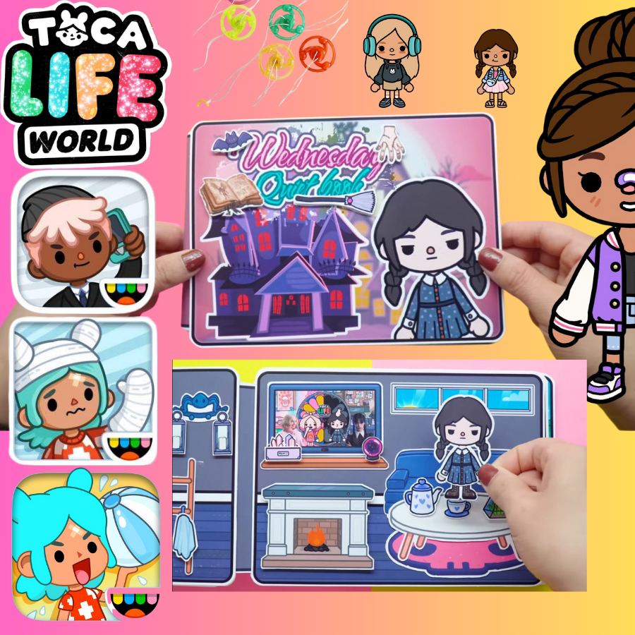 Baby's House Wednesday Addams Fish Scene In Quiet Book toca boca ...