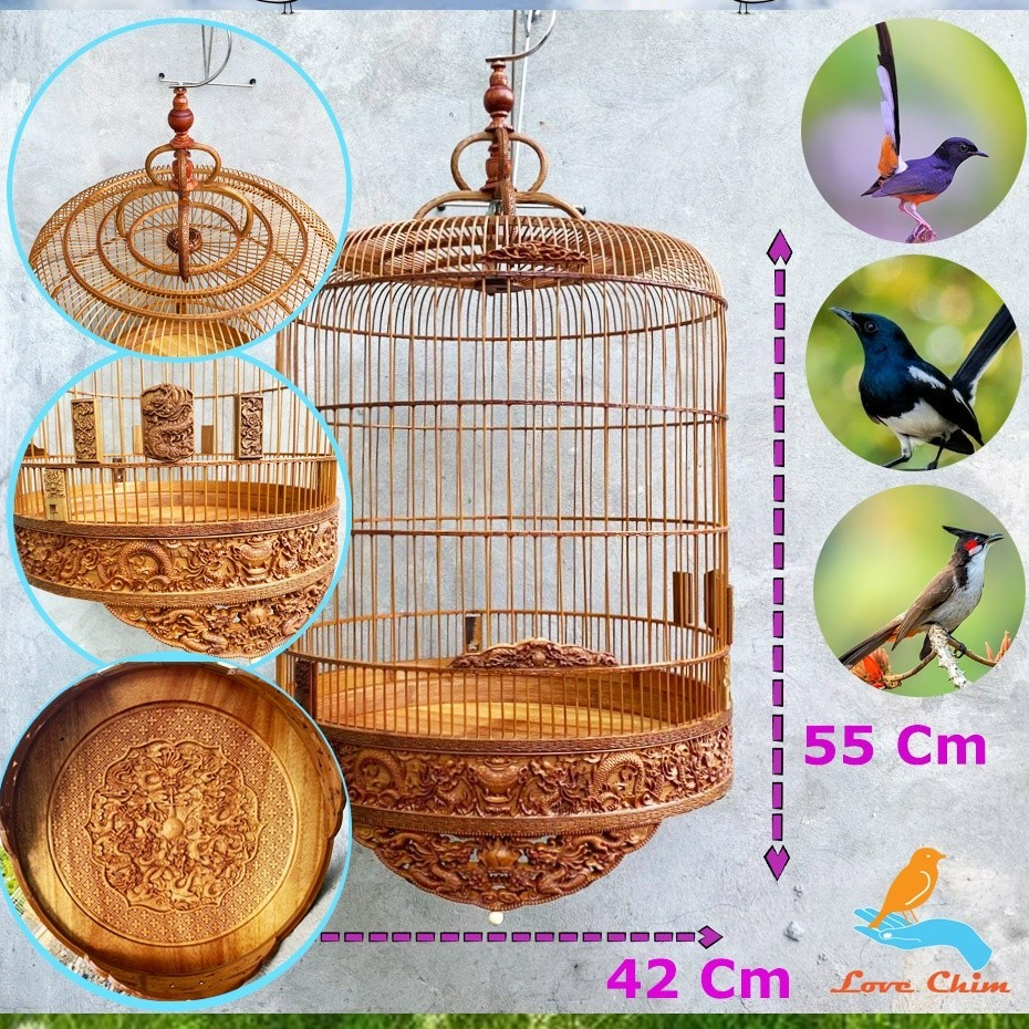 Beautiful full-body engraved Charcoal Magpie bird cage, Magpie bird ...