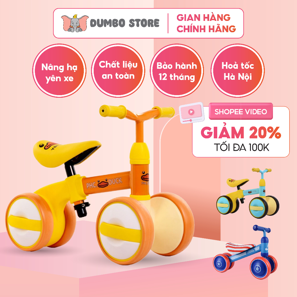 Phc B Duck balance bike for children from 1-3 years old that can lift and lower the saddle DUMBO ...