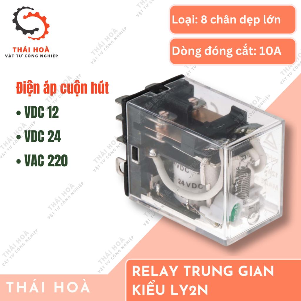 Intermediate Relay LY2N, 8 large flat pins, 2 contactbag 10A, suction coil voltage 12VDC/24VDC ...